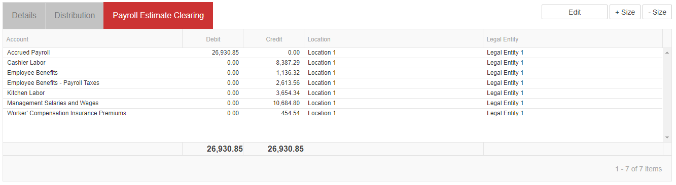 Payroll Estimate Clearing